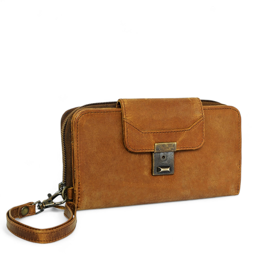 18-Card Leather Zipper Wallet | Saddle Brown - HIDES