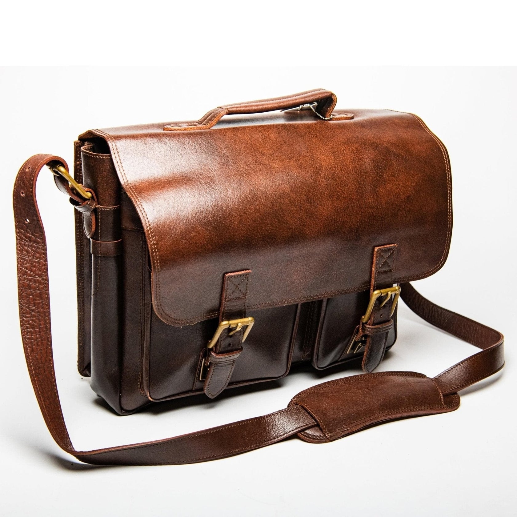 Shop Brown Front Pocket Leather Briefcase – HIDES