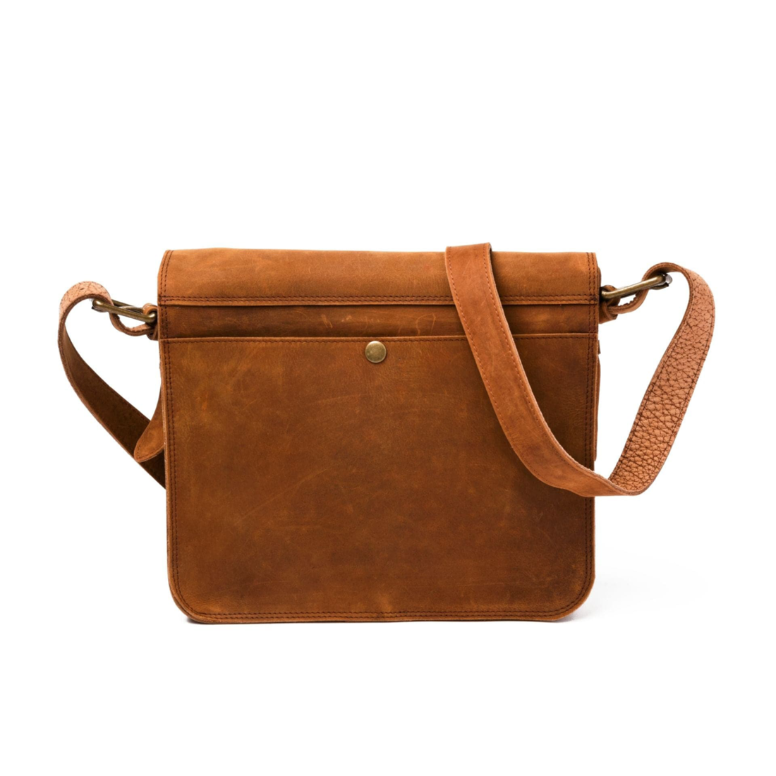 Minimalist Leather Satchel | Large Saddle Brown Crossbody Bag – HIDES