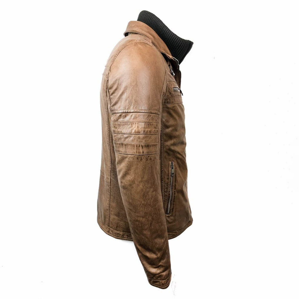 Removable Collar Leather Jacket - Black | HIDES Canada